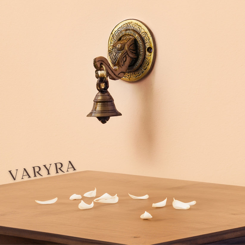 Brass Elephant Wall Hanging with Holy Bell - Artistic Wall Mount for ...